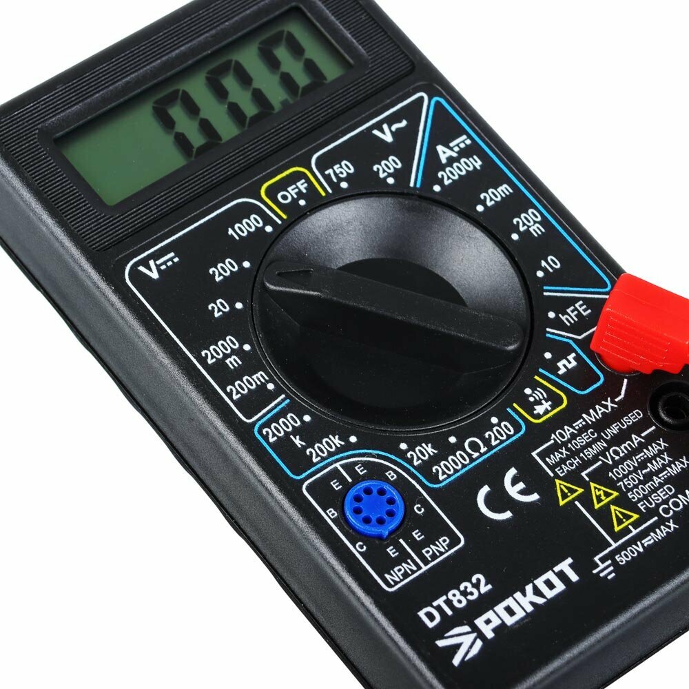 Мультиметр цифровой рокот DT-832 с прозвонкой и проверкой транзисторов