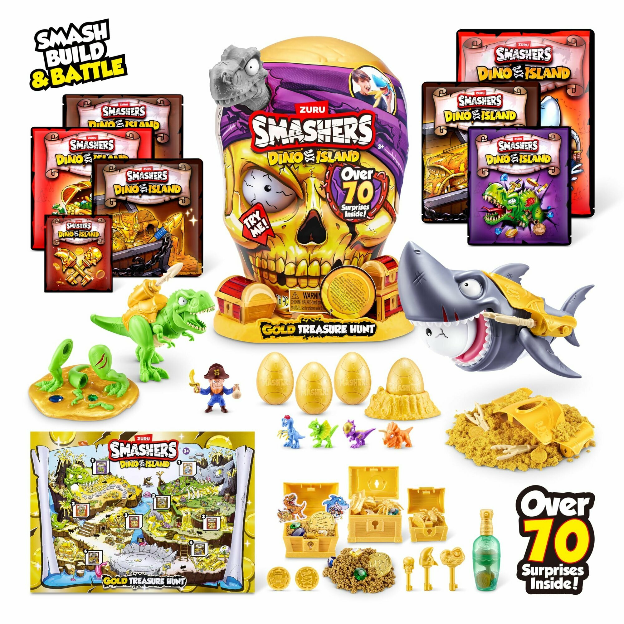 Zuru Smashers Dino Island Gold Treasure Hunt / на тему поиска сокровищ, Интерактивная игрушка