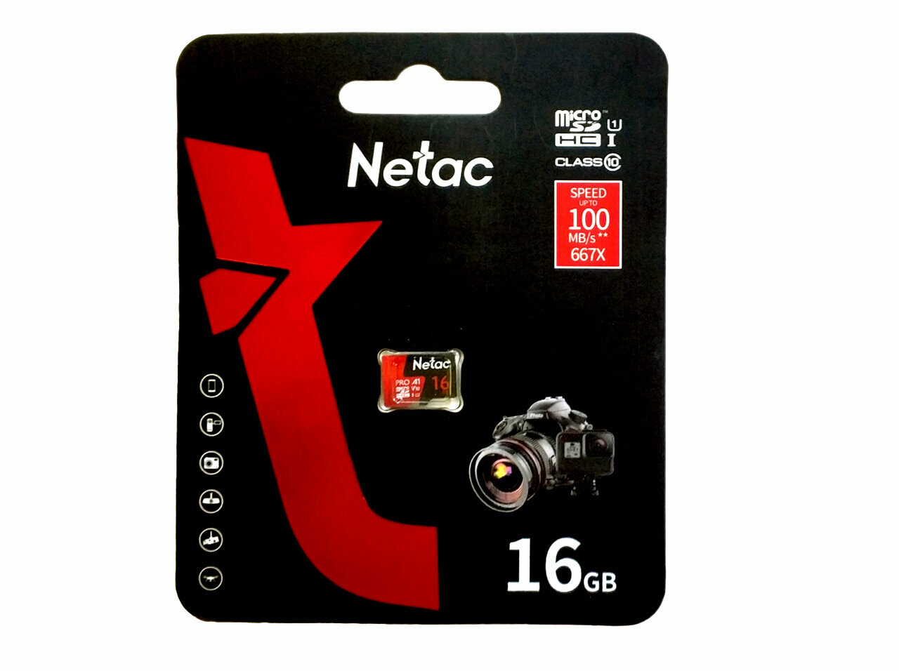 Карта памяти Netac MicroSDHC 16Gb P500 Extreme Pro Class 10 UHS-I U1 V10 (100 Mb/s) без адаптера