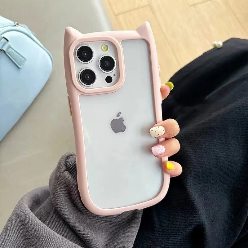 Чехол для iPhone 16 Pro Max розовый с ушками