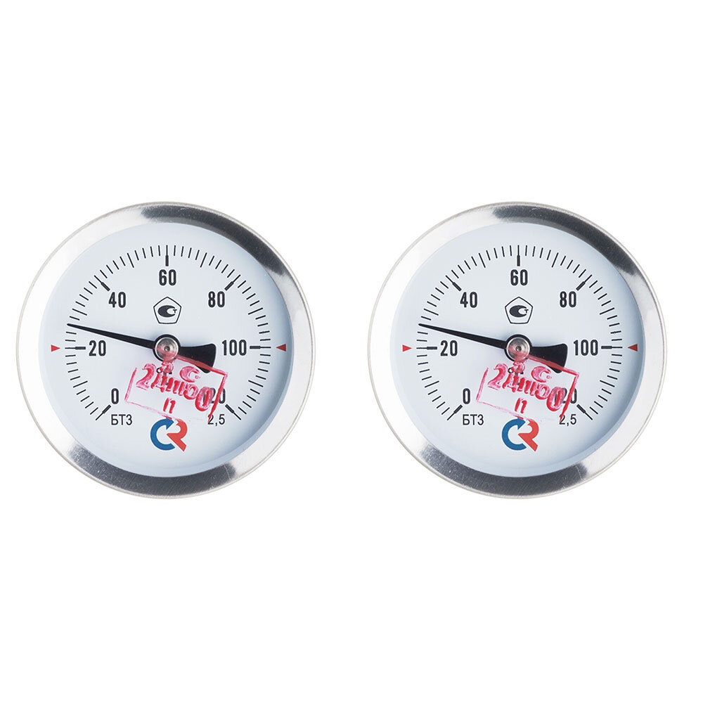Термометр аксиальный 1/2 НР(ш) d63 мм шток 46х6 мм 120 С (2409) (2 шт.)