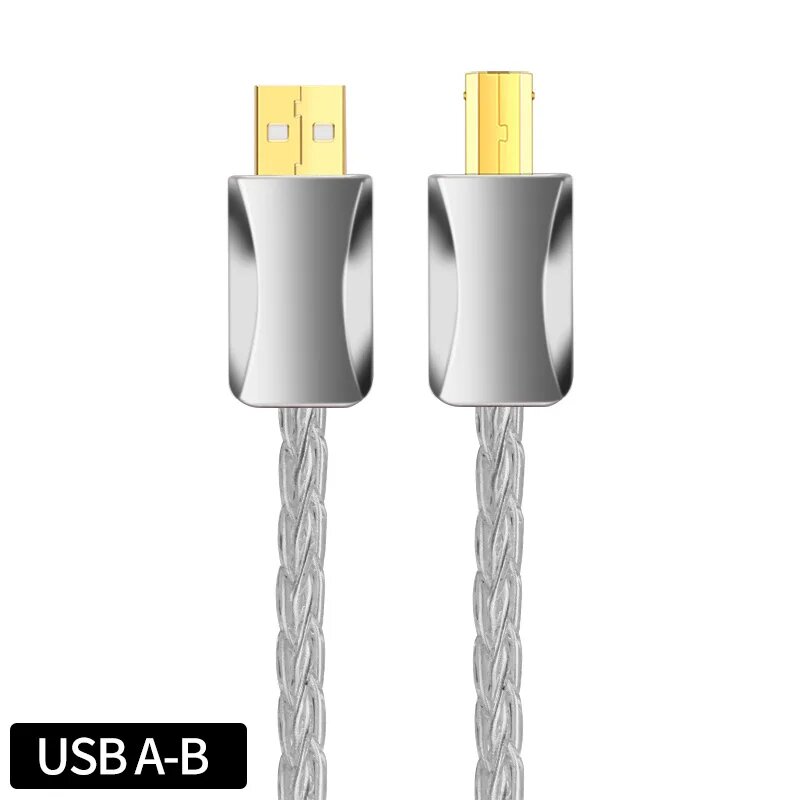 YYTCG Стерлинговый серебряный USB аудио кабель A-B, 0.5m