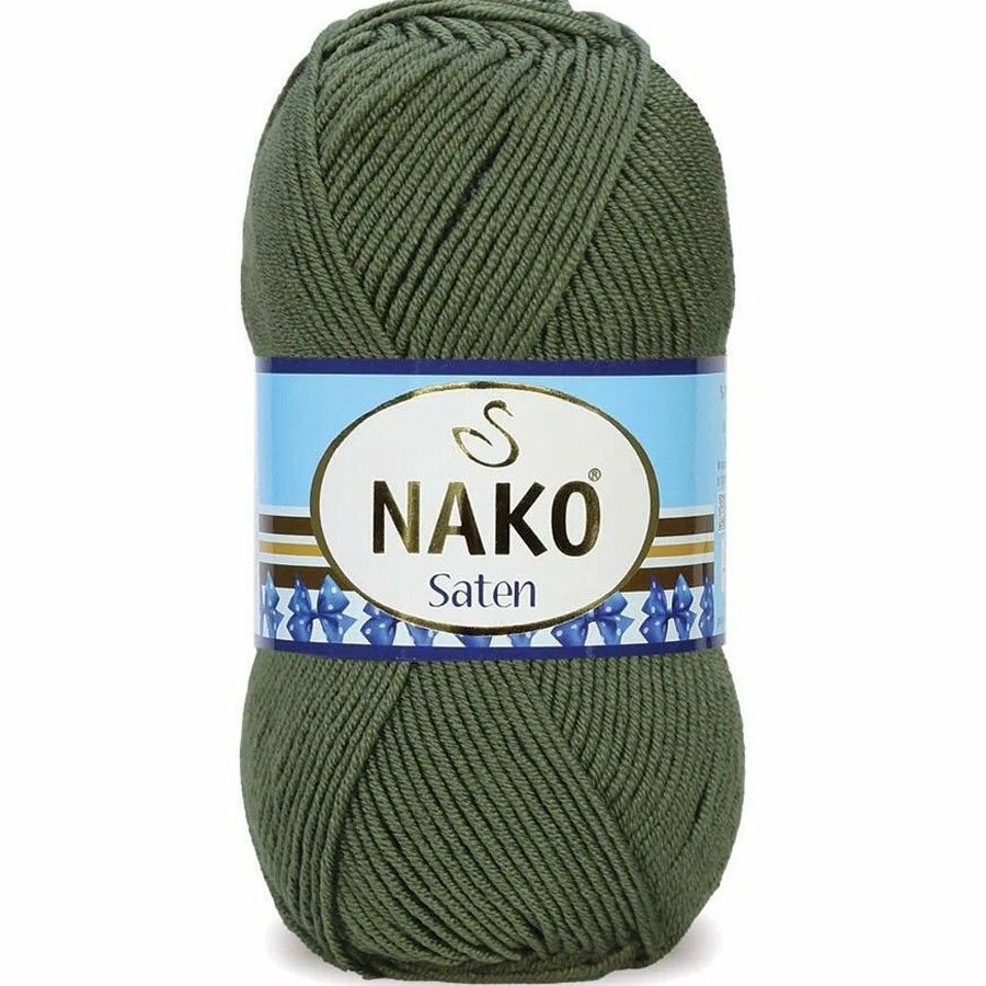 Пряжа Nako SATEN 100 13924 хаки (5 мотков)
