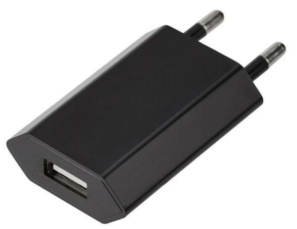 Сетевое зарядное устройство USB, 5V, 1 A, черное REXANT