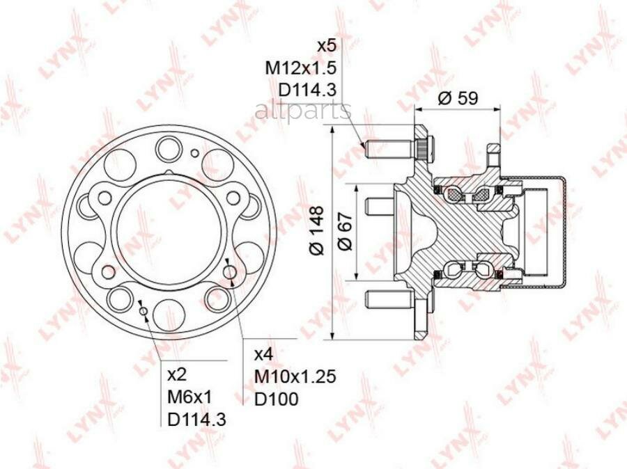 LYNXAUTO WH1240 Ступица колеса | зад прав/лев |