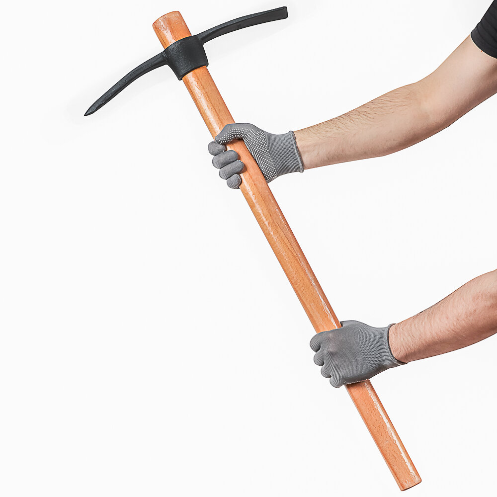 Кирка для строительных и земляных работ с деревянной ручкой 900мм, 1000г