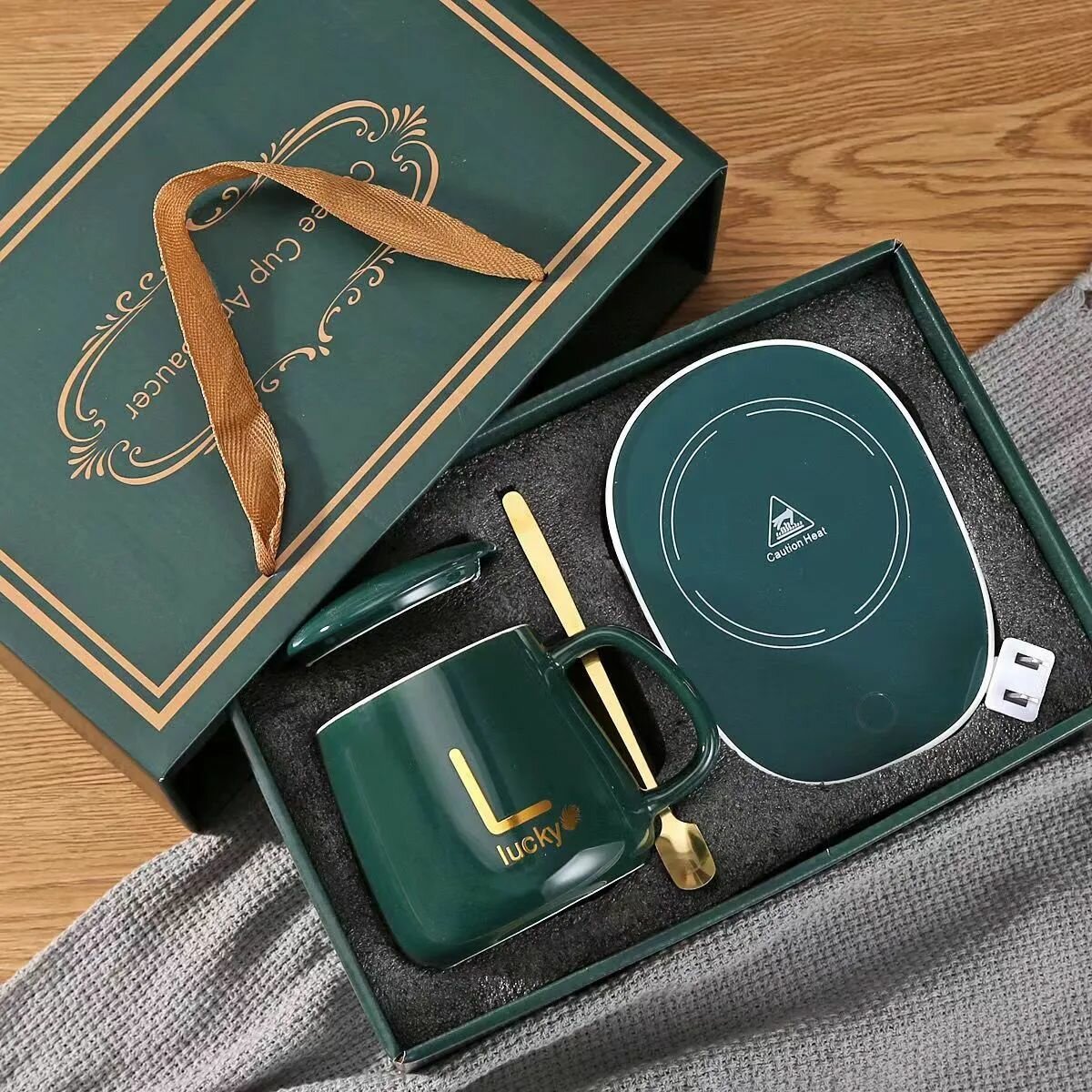 Набор с чайником NNB-1A, керамика, закаленное стекло, зелёный