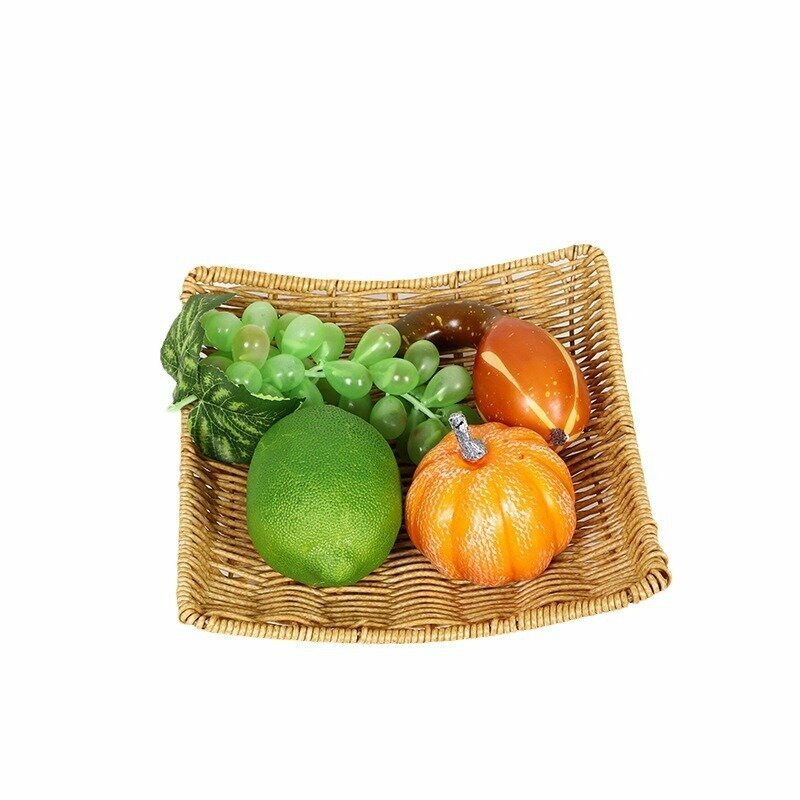 Фрукты и корзинки с хлебом, 22.5x22.5см, квадратн Цвета хаки