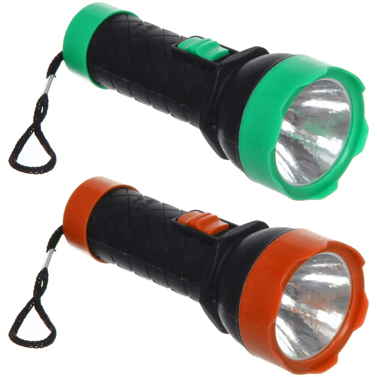 Фонарь ручной 1 режим, 1LED, 1AA, черный/зеленый/оранжевый, компактный