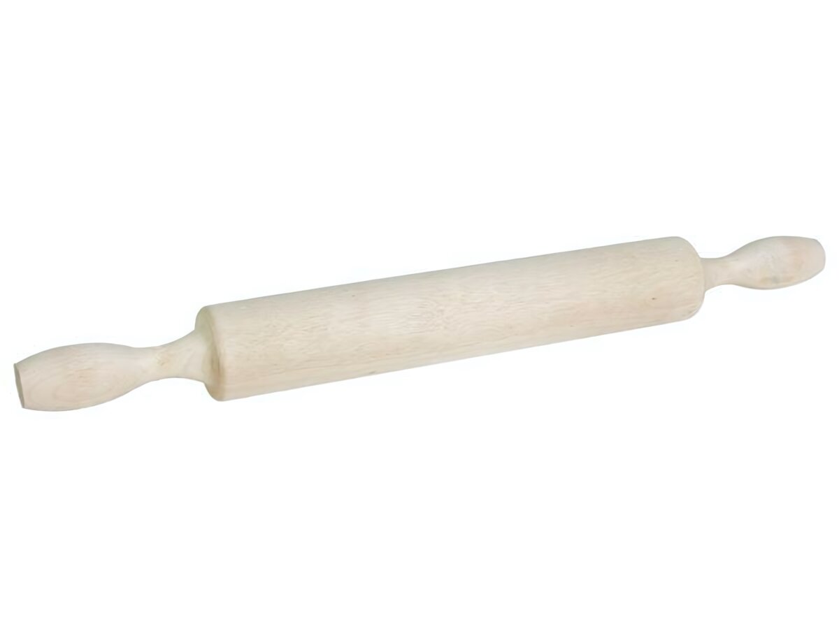 Скалка деревянная, легкое раскатывание теста, березa, 350х30 мм, две ручки, гладкая поверхность