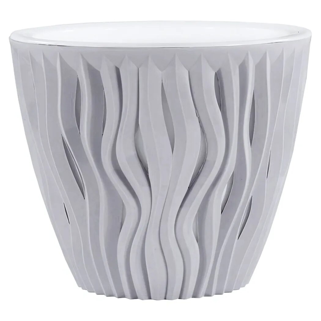 Кашпо пластиковое «Вдохновение» с вентиляцией корней, 3л, d 19,5см, серый жемчуг