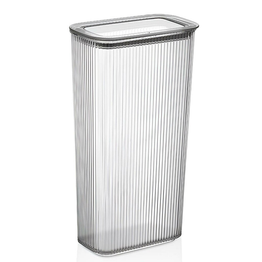 Контейнер пластиковый 2,7л "Рим" прозрачный, прямоугольный, с рифлением, для хранения круп и сыпучих