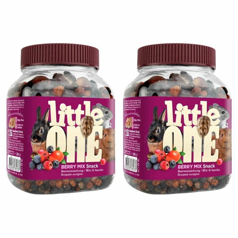 Little One Лакомство для грызунов, ягодное ассорти со вкусом клюквы, рябины, вишни, тутовника и черноплодной рябины, 180 г, 2 шт