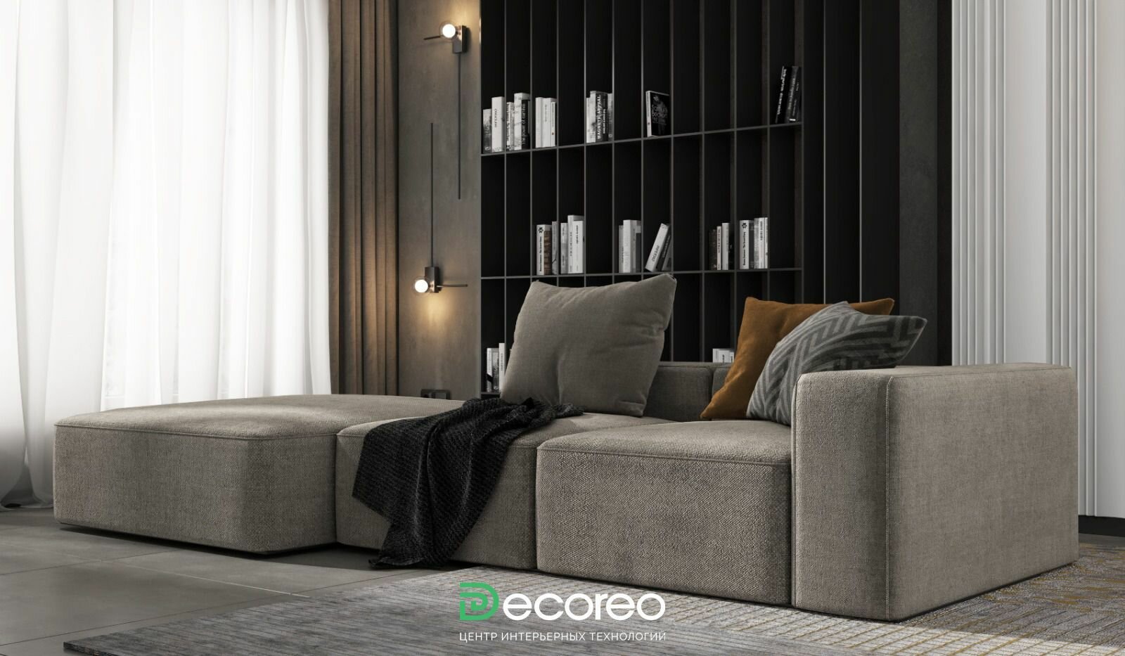 Диван модульный современный стиль OSTSIDE, бежевый, 80х100х44