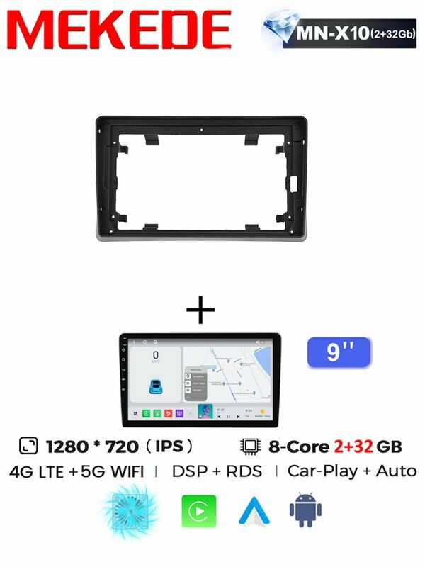 Магнитола 9" Mekede MN X10 Pro 2/32 Gb Toyota Land Cruiser 10 J100 100 1998-2007 carplay