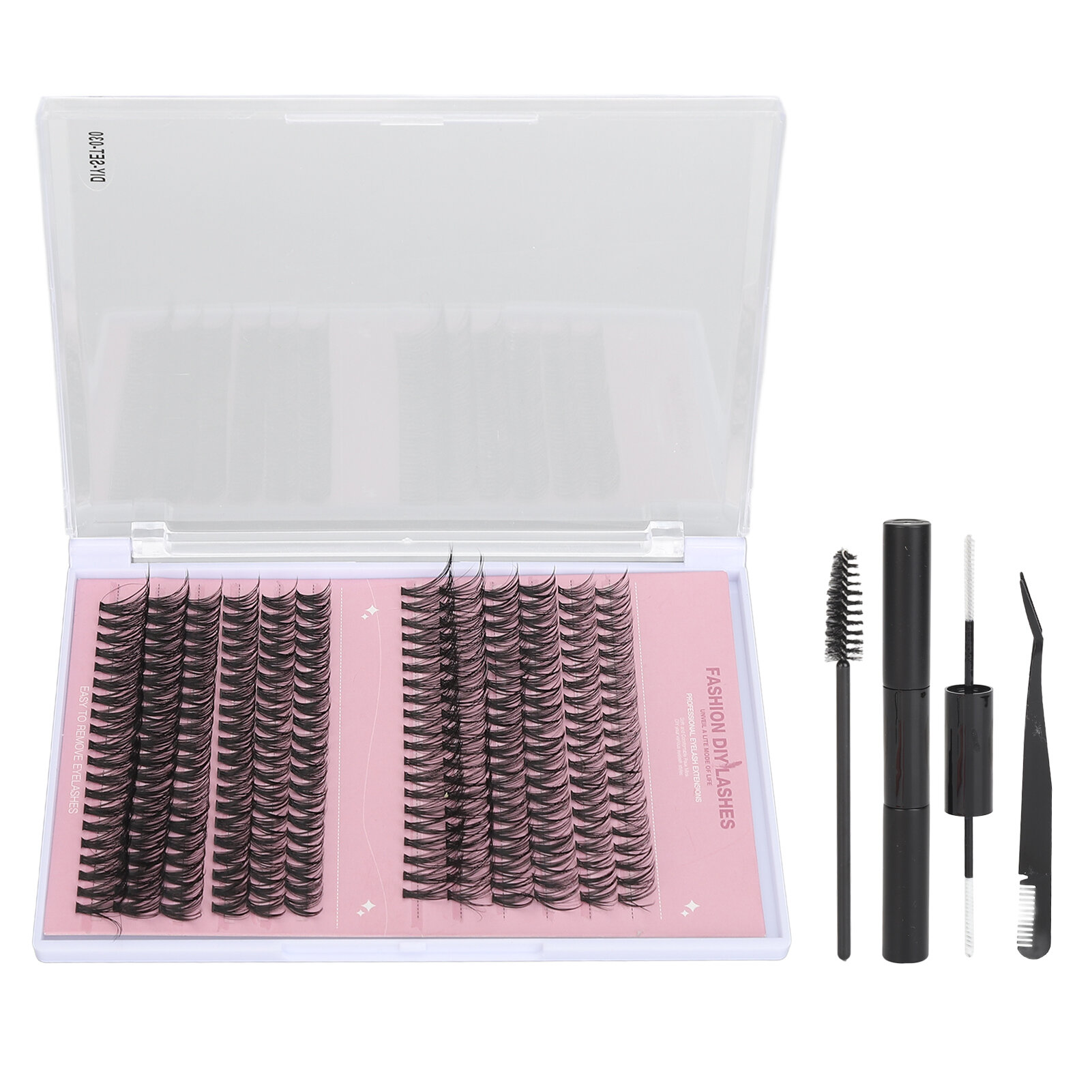 240 шт. Набор для наращивания ресниц «сделай сам» 10 16 мм D Curl Lash Clusters Kit с клеем для ресниц и щипчиками для наращивания ресниц для начинающих, черный