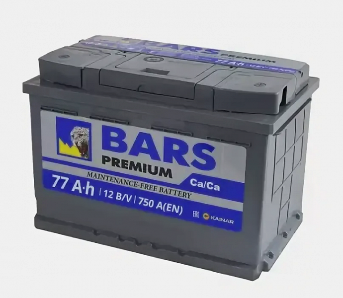 Аккумулятор автомобильный BARS Premium 77.0 Ah 710 A ОП (278х175х190) L3 278x175x190