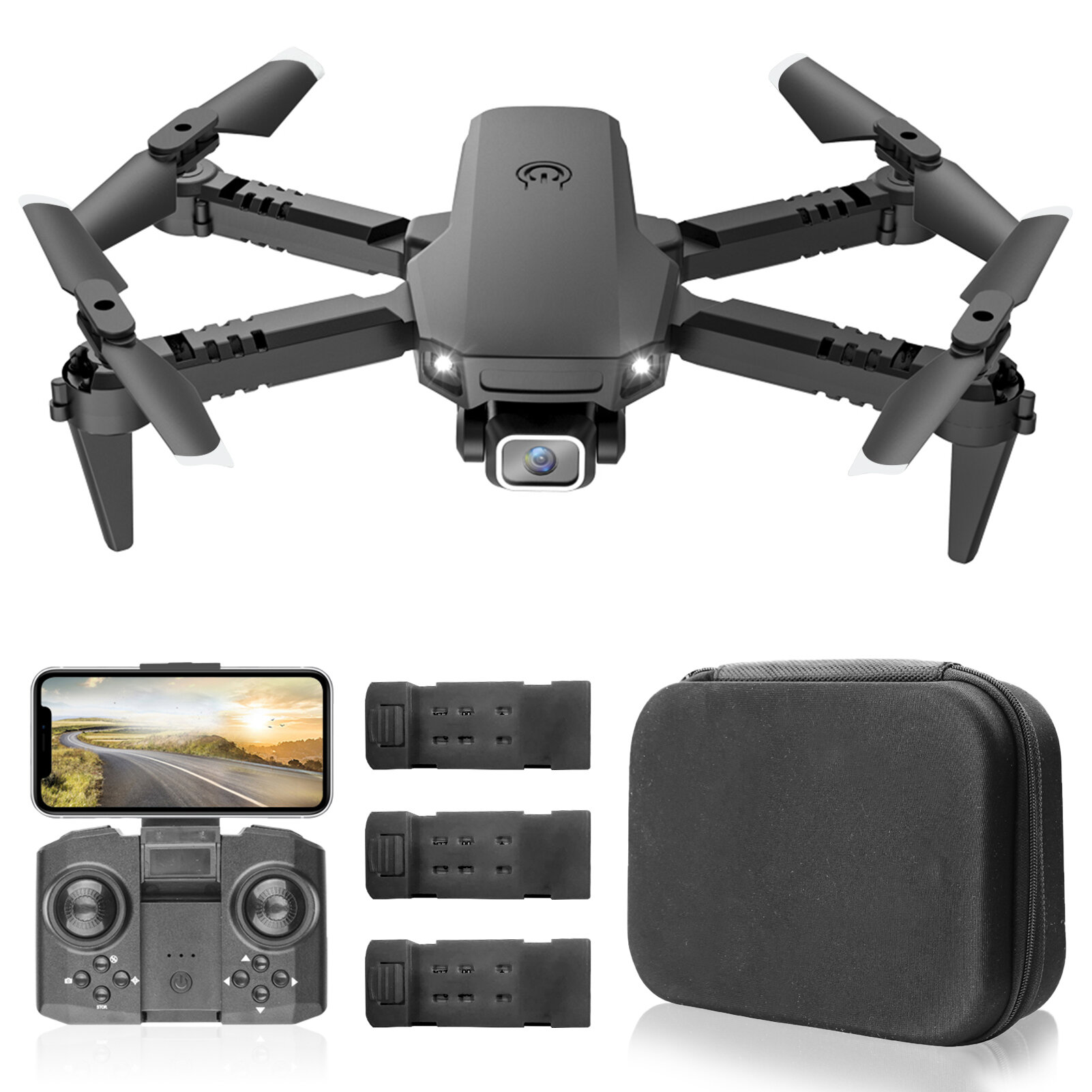 Дрон X1 RC с камерой 4K Двойная камера WiFi FPV Мини складной квадрокоптер с функцией Траекторная полет Бесголовый режим 3D полет с сумкой для хранения 3 батарейки Взлетное время 10мин Дистанция управления 50-80м Вес дрона 60г Размер 16*17.5*4см Размер