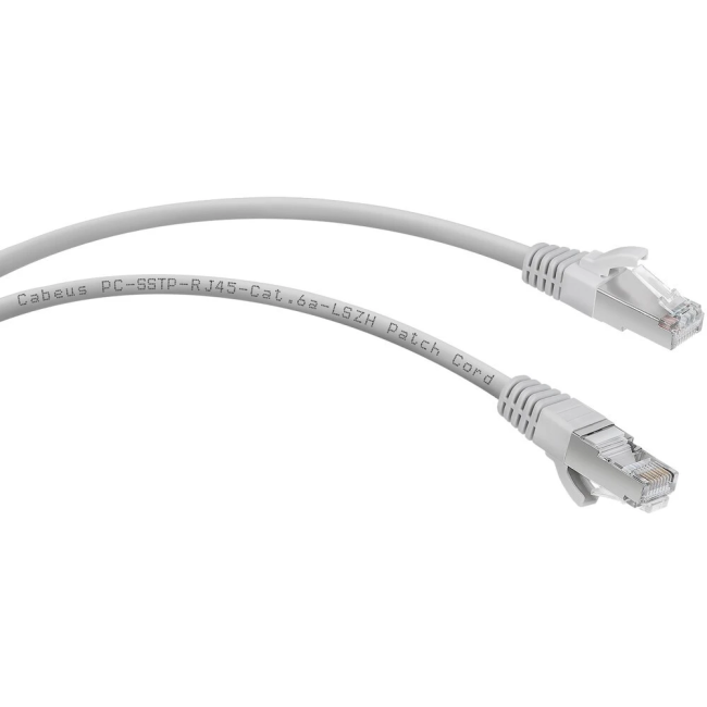 PC-SSTP-RJ45-Cat.6a-10m-LSZH Кабель патч-корд SSTP 6a кат. 10м Cabeus 10G, экранированный, LSZH, серый