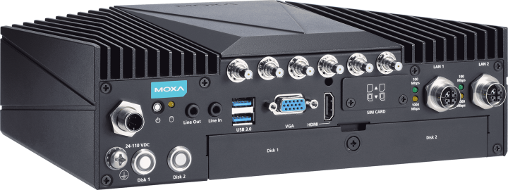 Микрокомпьютер MOXA V2406C-KL3-T x86 Computers. Intel 7th i3-7100U. 2GbE,4COM,6DI/2DO, HDMI/VGA, mSATA, Dual 2.5" SSD/HDD