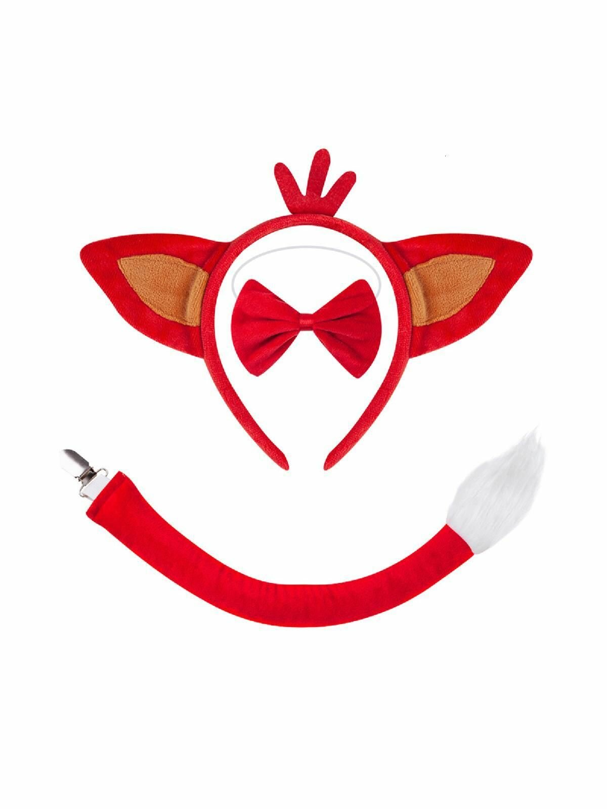 Костюм лисы с ушами, хвостом и юбкой-пачкой, Красная лиса 3шт комплект