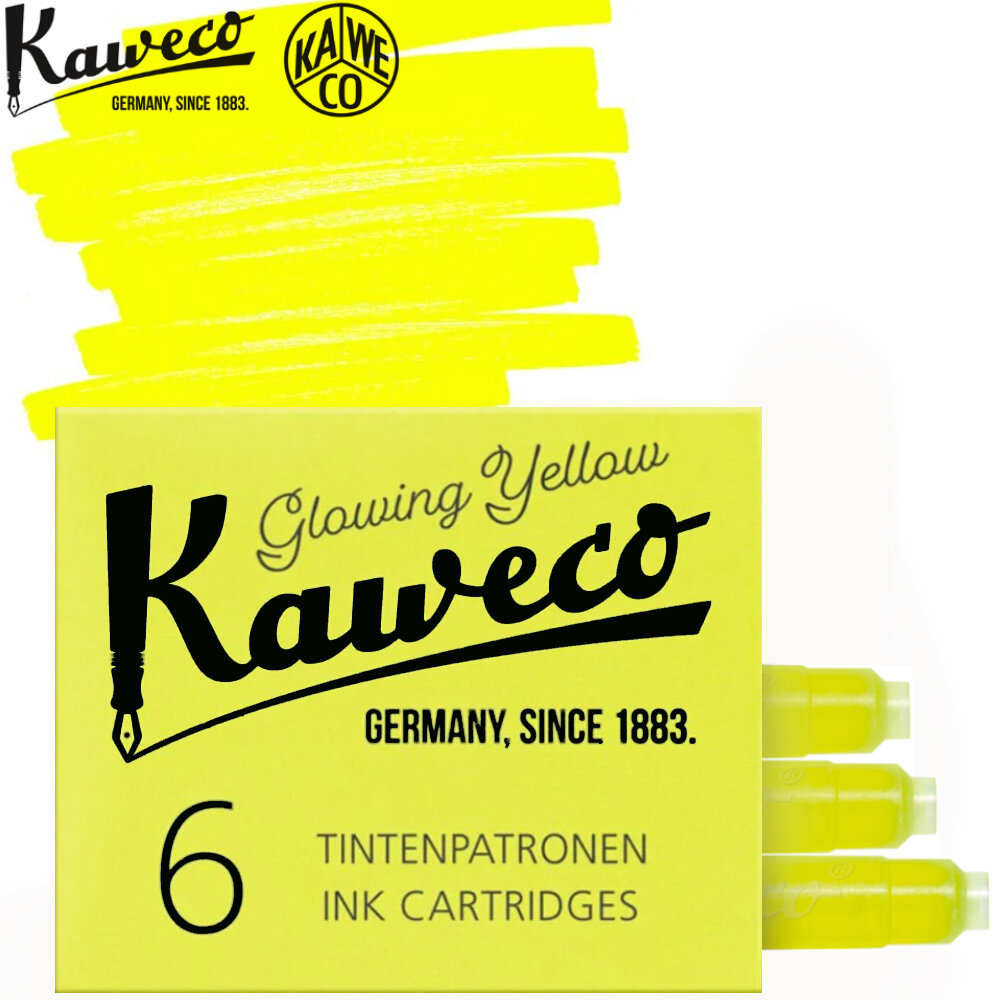 Набор картриджей для перьевой ручки KAWECO Glowing Yellow 6 шт. в картонной упаковке