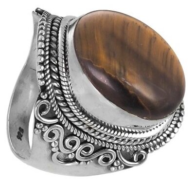Перстень, серебро, 925 проба, тигровый глаз