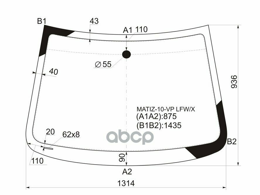Стекло лобовое Chevrolet Spark 10-22 / Daewoo Matiz 09-11 XYG арт. MATIZ-10-VP LFW/X