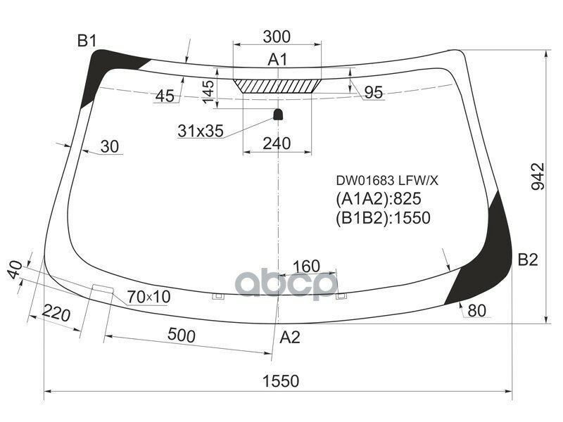 Стекло лобовое Chrysler Sebring 06-10 / Dodge Avenger 07-14 XYG арт. DW01683 LFW/X