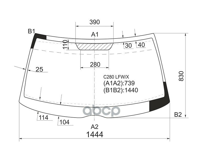 Стекло лобовое (4D SED/5D WGN) Mercedes-Benz C-Class 93-01 XYG арт. C280 LFW/X