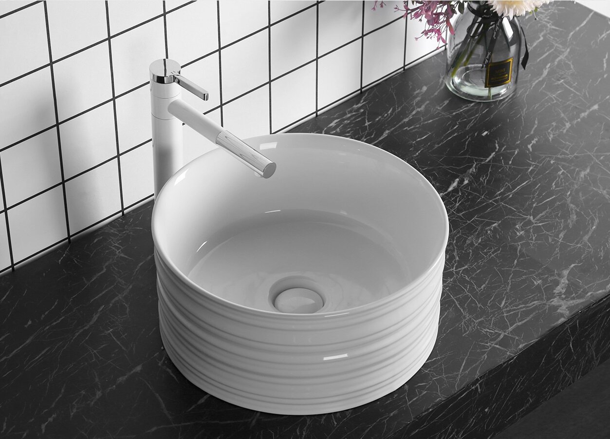 Раковина накладная CeruttiSpa CR0051A круглая, глубокая, белая, 40,5х40,5х18 см