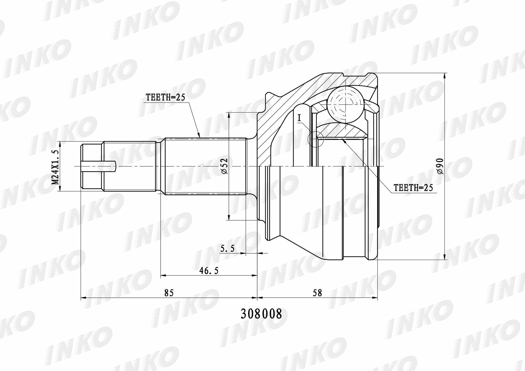 ШРУС внешний 25 25 перед INKO 308008