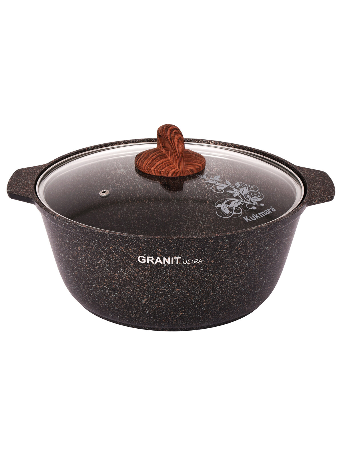 Кастрюля-жаровня с крышкой Kukmara Granit ultra антипригарная, 4 л