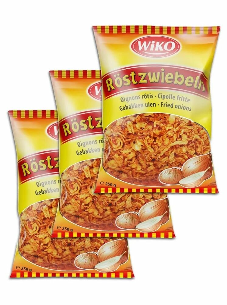 Жареный лук для бургеров, хот-догов Rostzwiebeln WiKo (Нидерланды) 250 гр. х 3 шт.