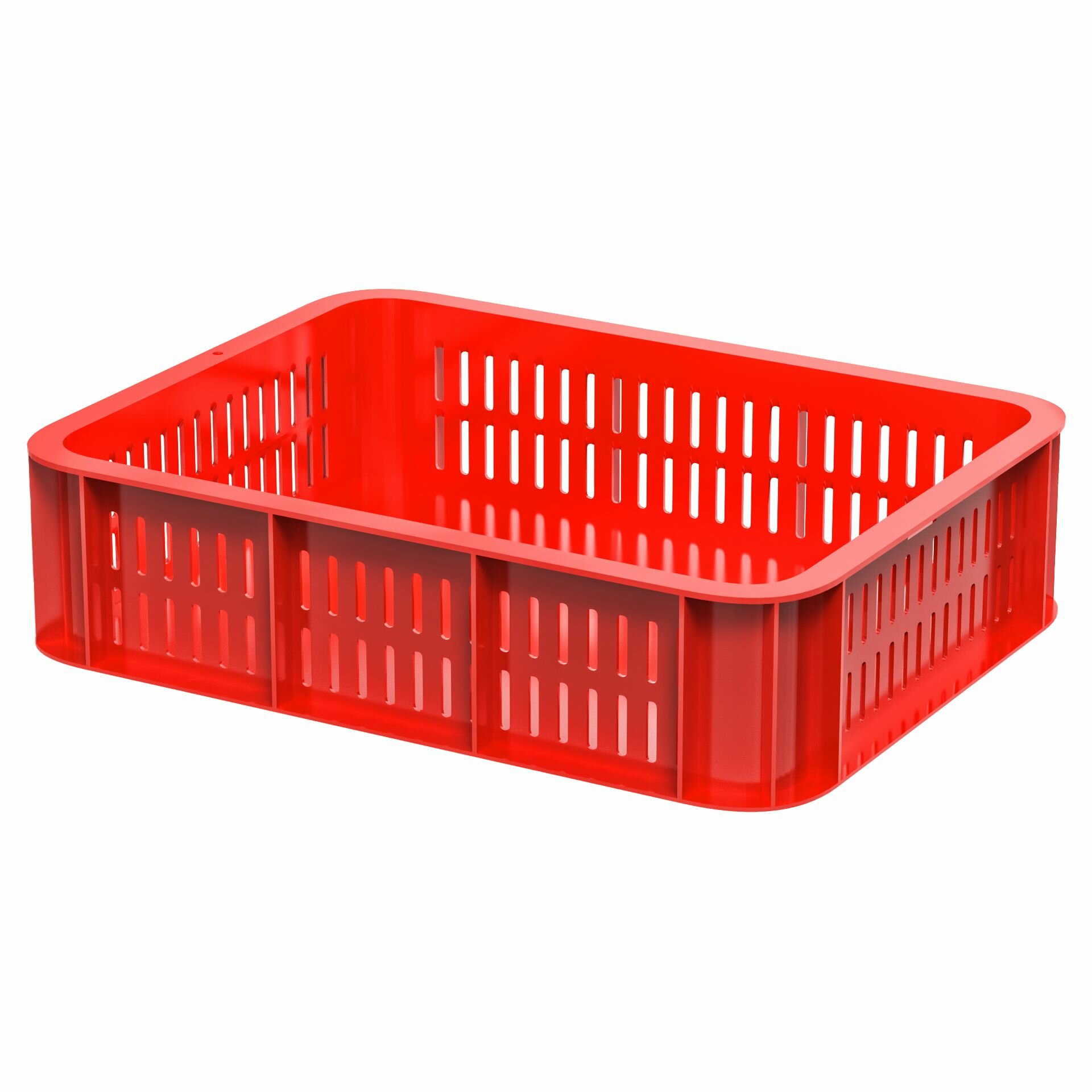 Ящик (лоток) кондитерский перфорированные стенки сплошное дно 435х335х110 мм, красный