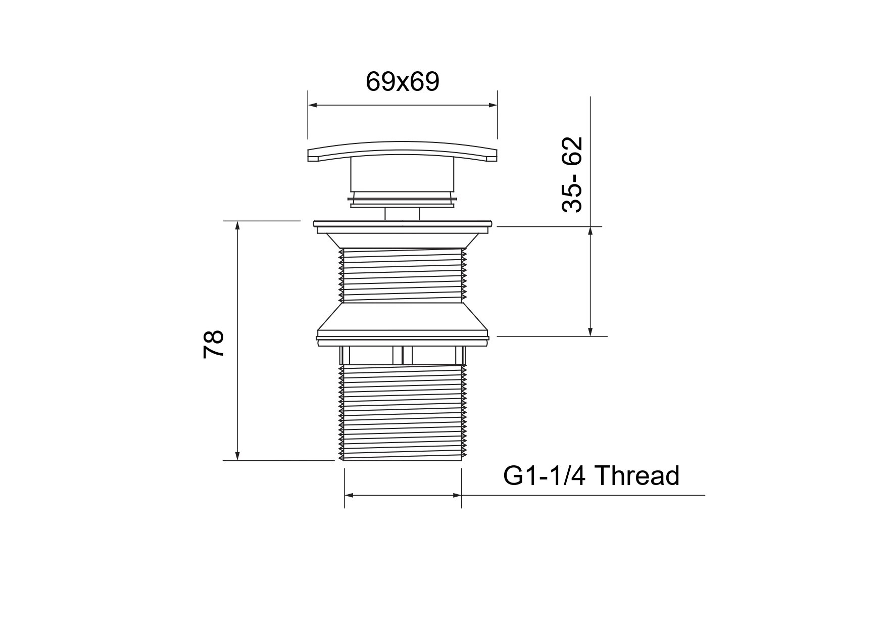 Сливной набор для раковины Aquatek Push-open с переливом, крышка квадратная, матовый черный AQ6004MB