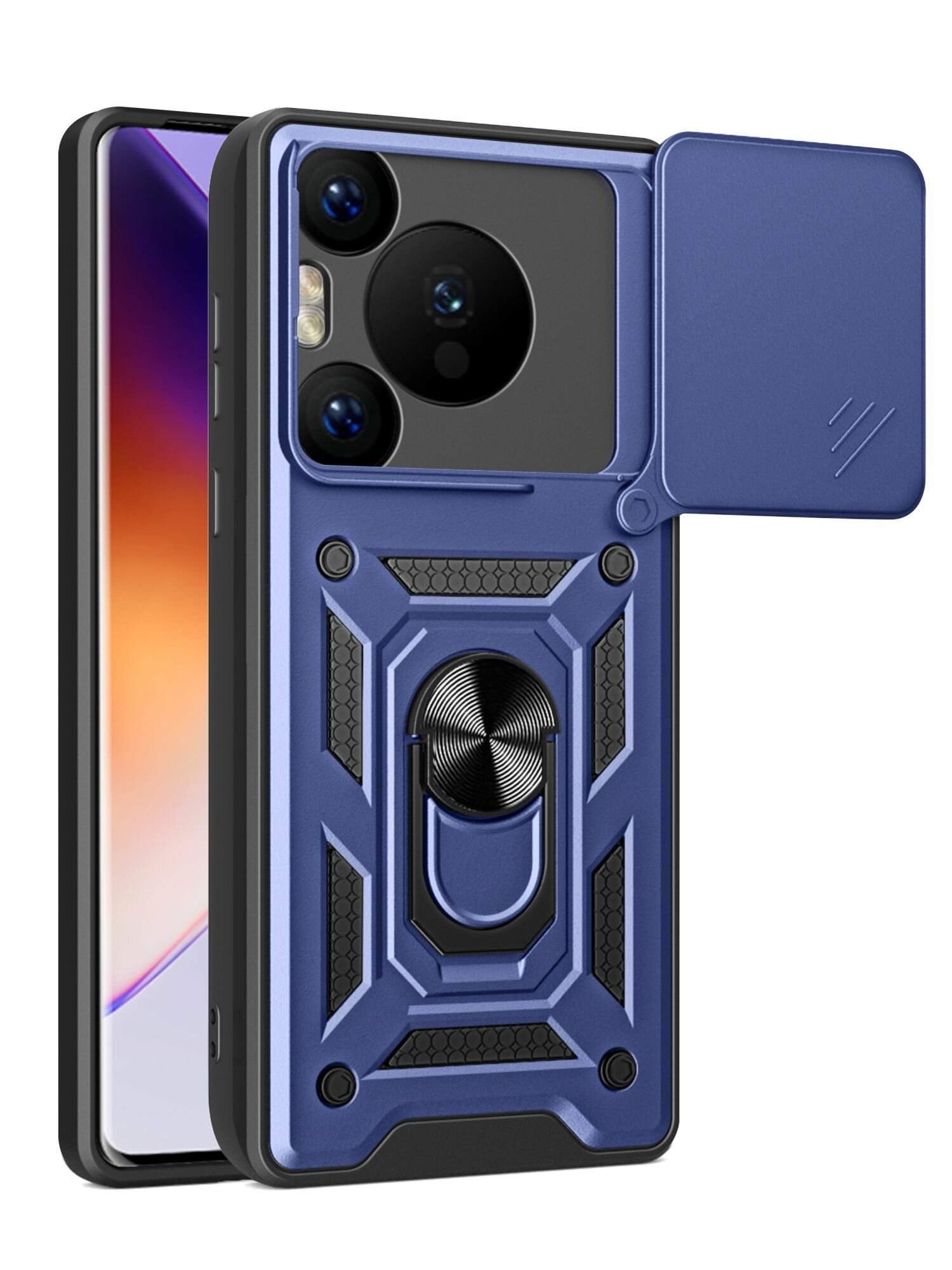 Чехол противоударный armors для Huawei Pura 70 Pro / Хуавей Пура 70 Про с защитой камеры (Темно-синий)