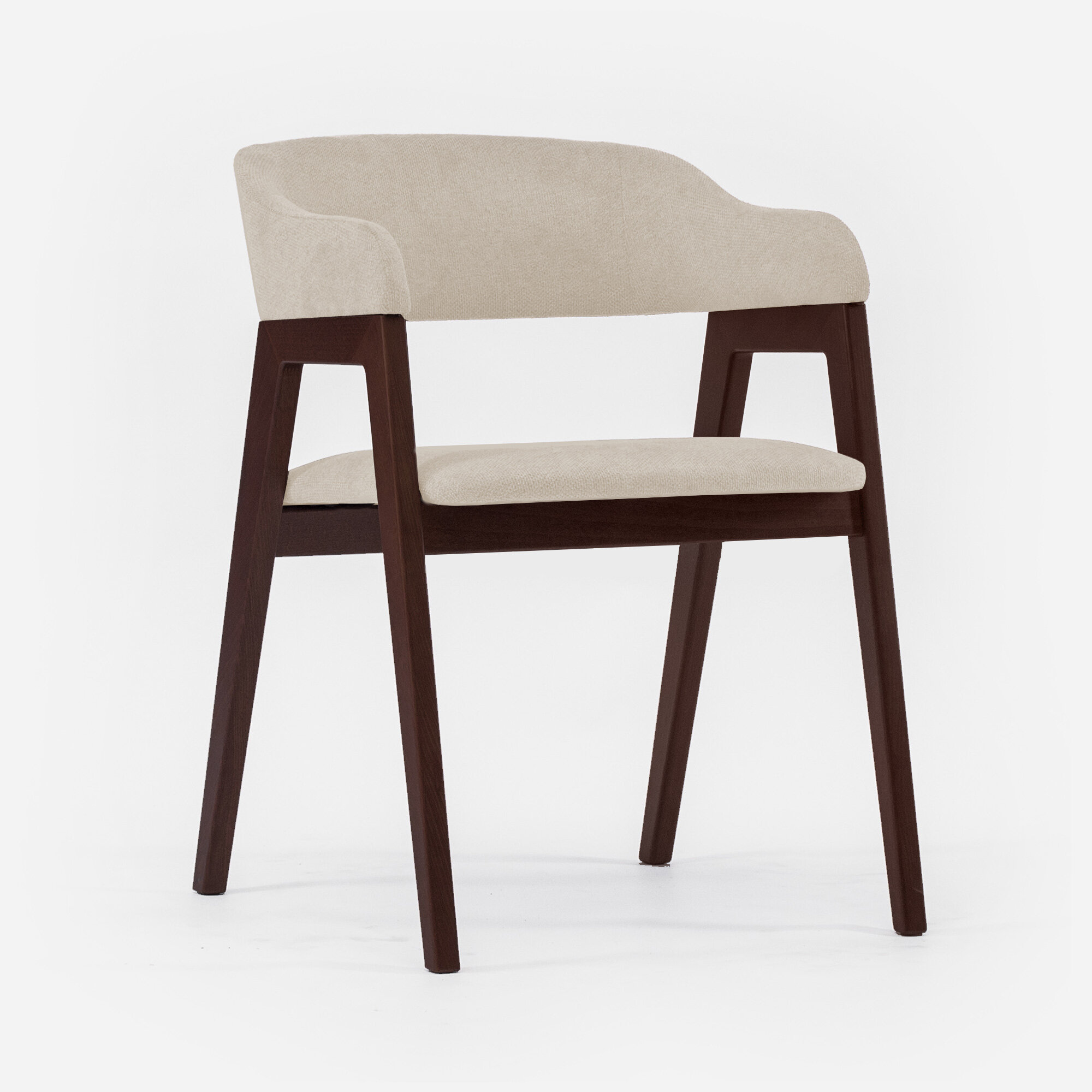 Стул Челси кремовая ткань массив бука (темный орех) для дома/для гостиной/для столовой/для кафе/кухонный стул/стул кухонный