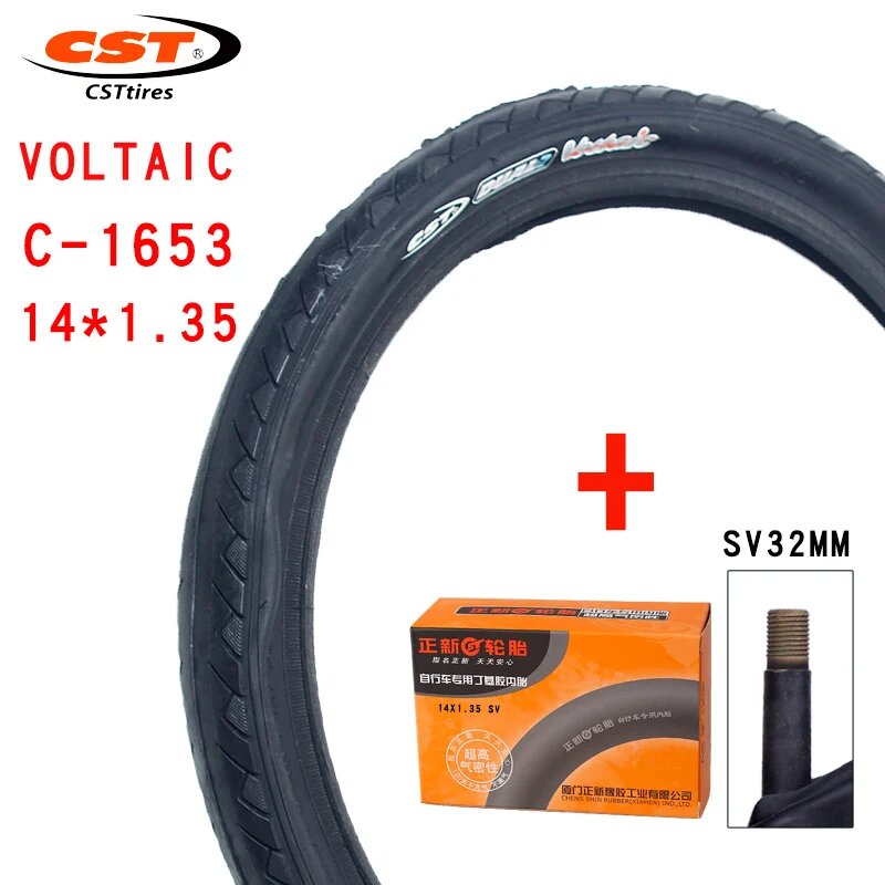 CST VOLTAIC шина для детских велосипедов 14 дюймов черная/красная Черный, C1653 BLACK SV32