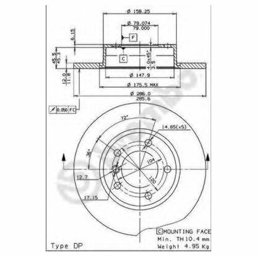 Тормозной диск передний Brembo 08535911 для BMW 3 серия E36, Z3 E36