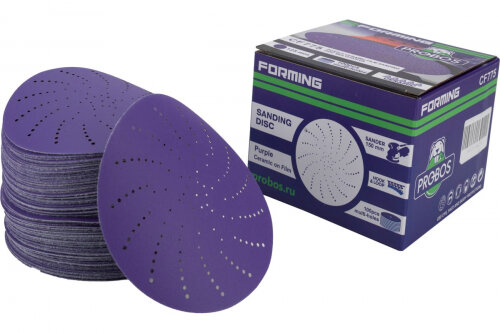 Круг шлифовальный c мультипылеотводом Purple, P240 Probos CERAMIC FILM Hookit CF775, 125 мм, 100 шт/уп
