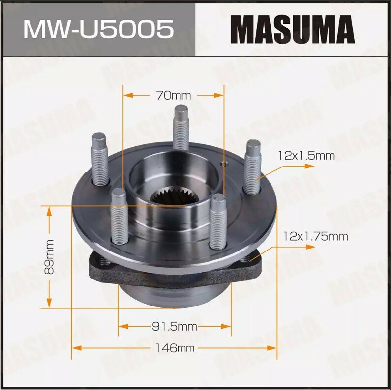 Ступица Chevrolet Cruze 09-15; Opel Astra J 09-15 передняя R16 Masuma