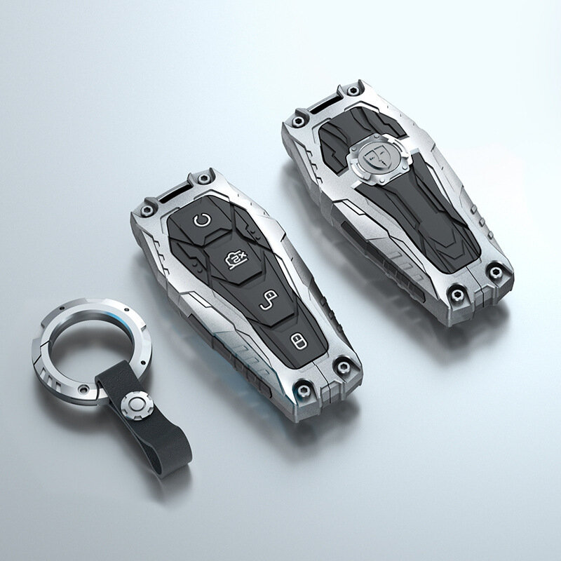 Чехол для ключей BYD Qin Plus Song Pro New Energy Key Case 2024 Heavy Mecha, серебристый, металлический