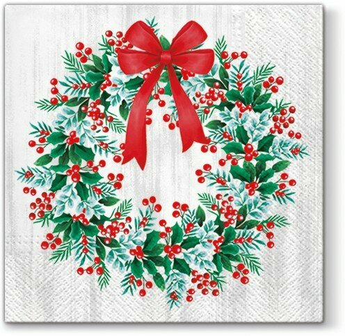 #SDL014800 Салфетка трехслойная для декупажа "Венок с рябиной" 33 x 33 см PAW Decor Collection 4 шт