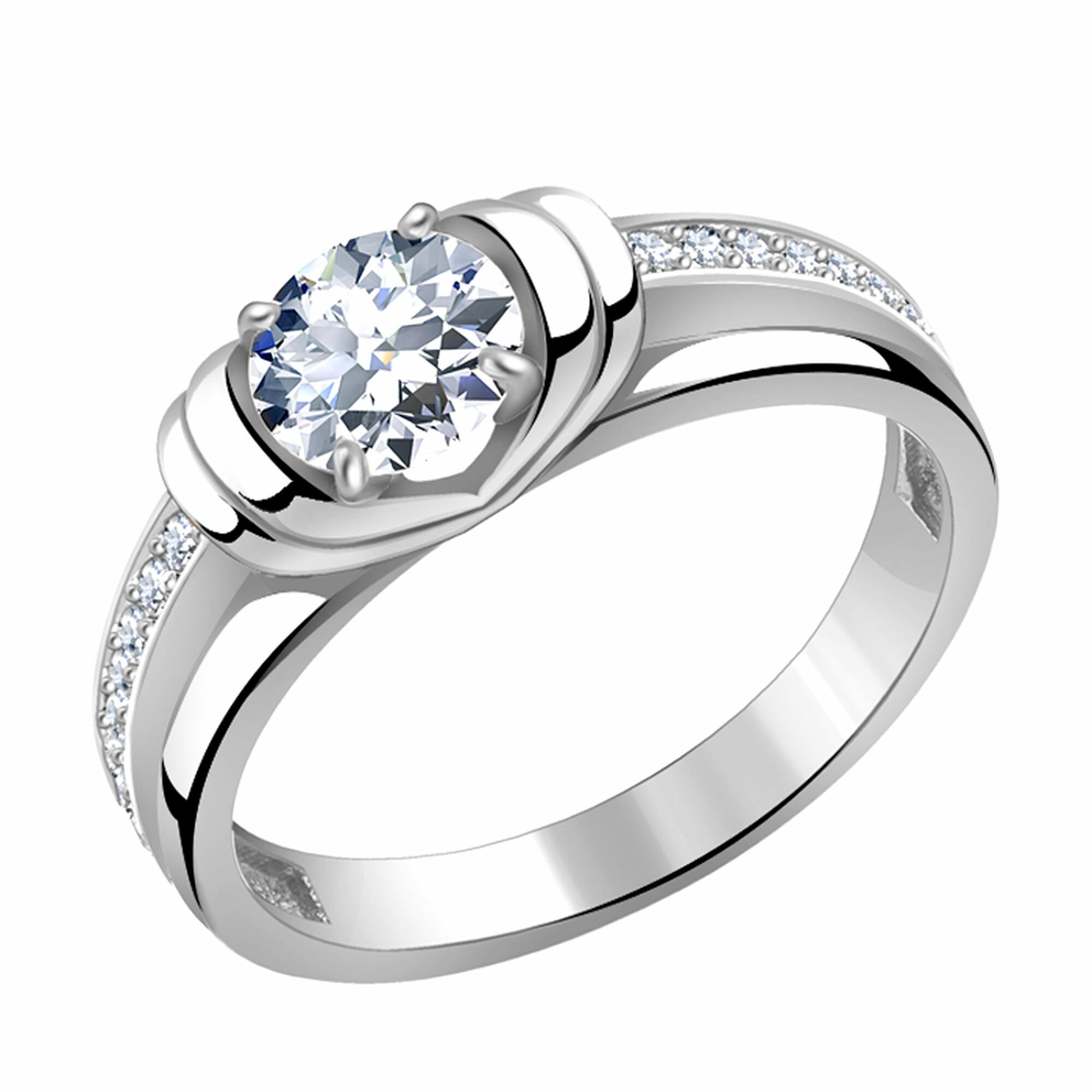 Кольцо, белое золото, 585 проба, кристаллы Swarovski