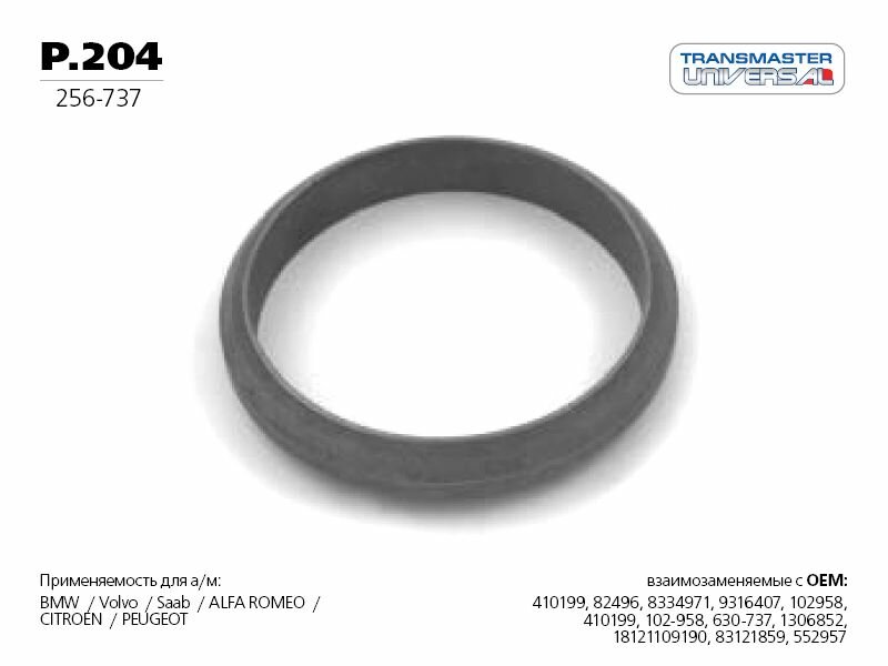 Кольцо глушителя уплотнительное Transmaster Universal P204 Volvo