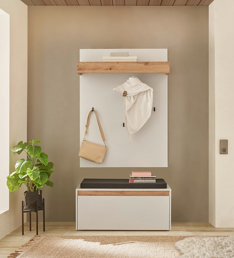 Прихожая МебельЛэнд24 Анси-2 Белый 100x40x185 для одежды с тумбой с вешалкой