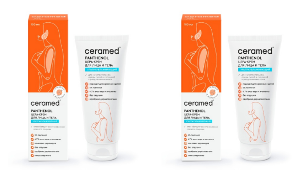 Крем для лица и тела CERAMED, ультраувлажняющий, с Д-пантенолом, 100 мл, 2 шт