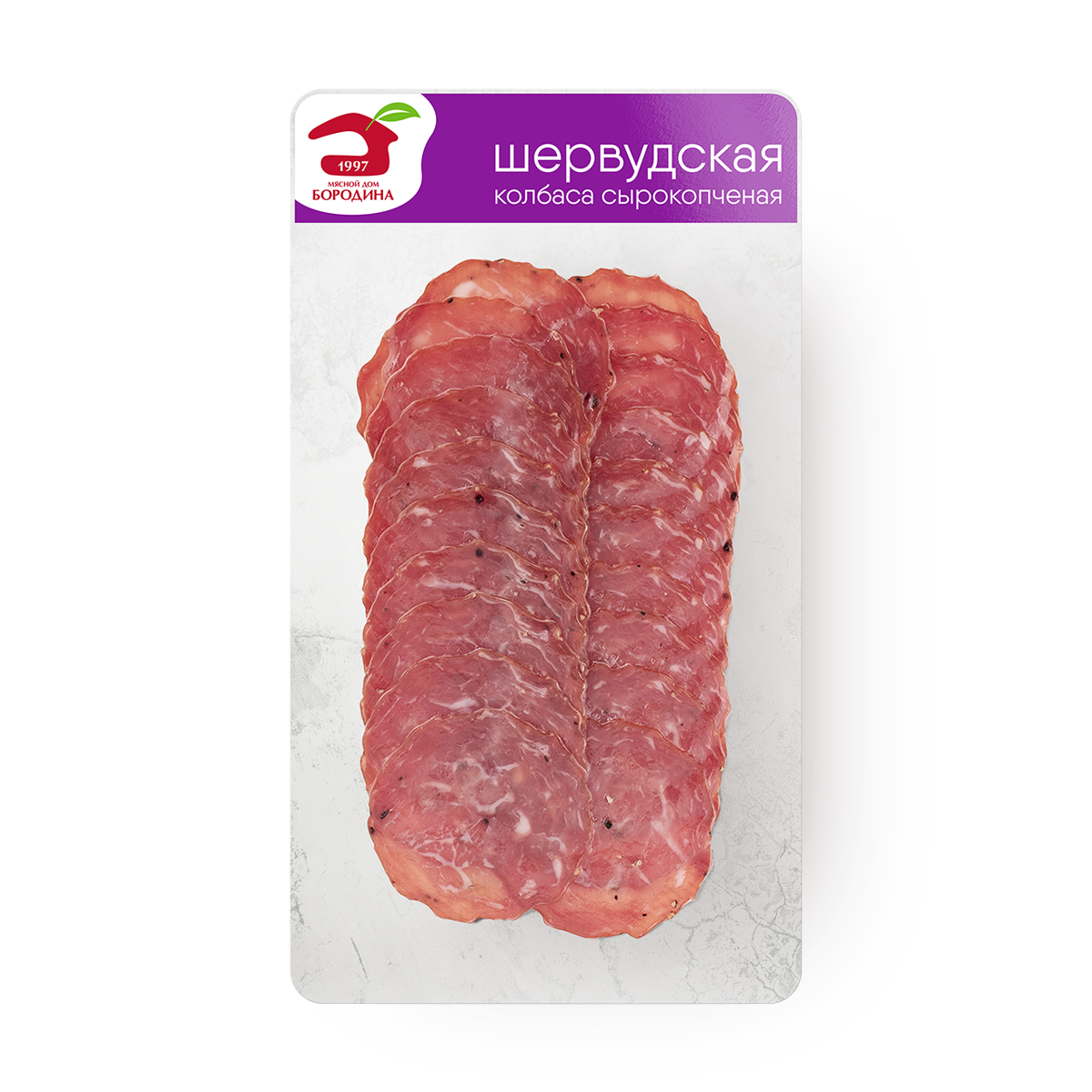Колбаса Шервудская «Мясной дом Бородина» сырокопчёная нарезка