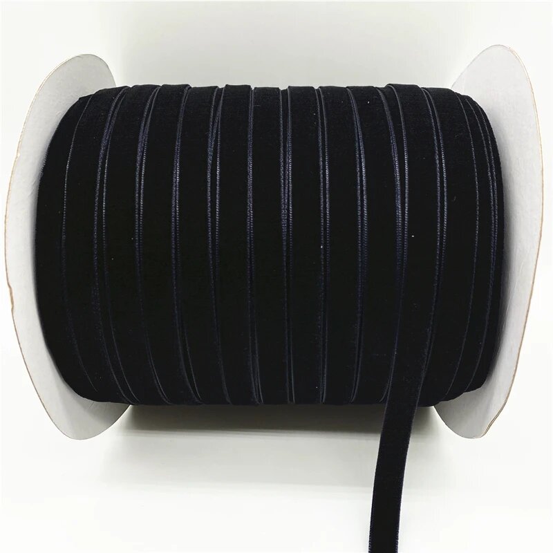 Бархатная лента MYDEMBMSSYGYI 6-38 мм 5 ярдов Черный, Black, 6mm x 5yards